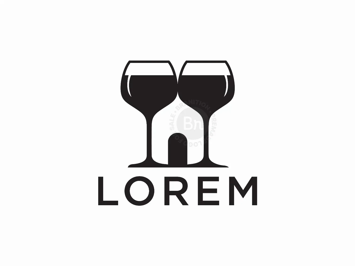 Two Glasses Wine Logo - Branition