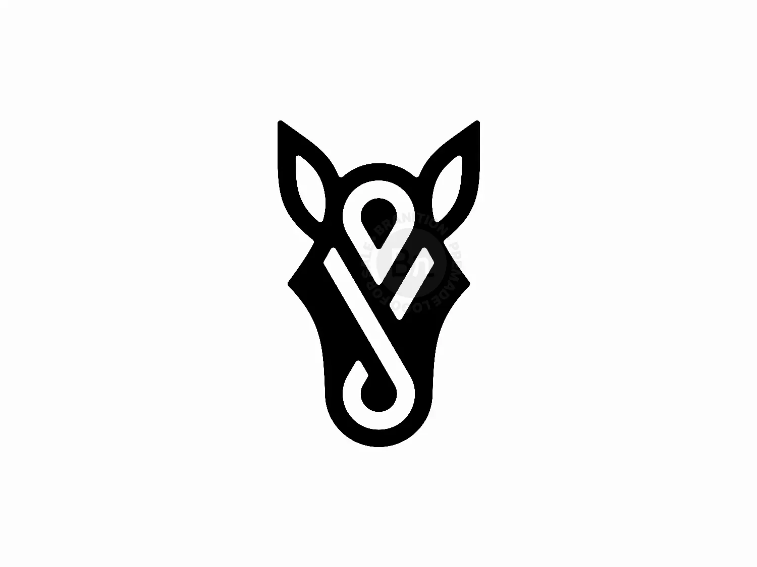 Letter H Horse Silhouette Monogram Logo - Branition
